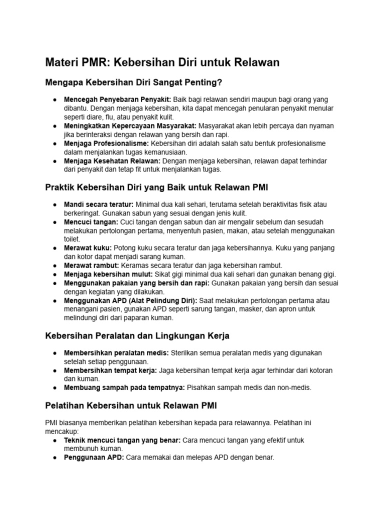 Materi PMR Kebersihan | PDF