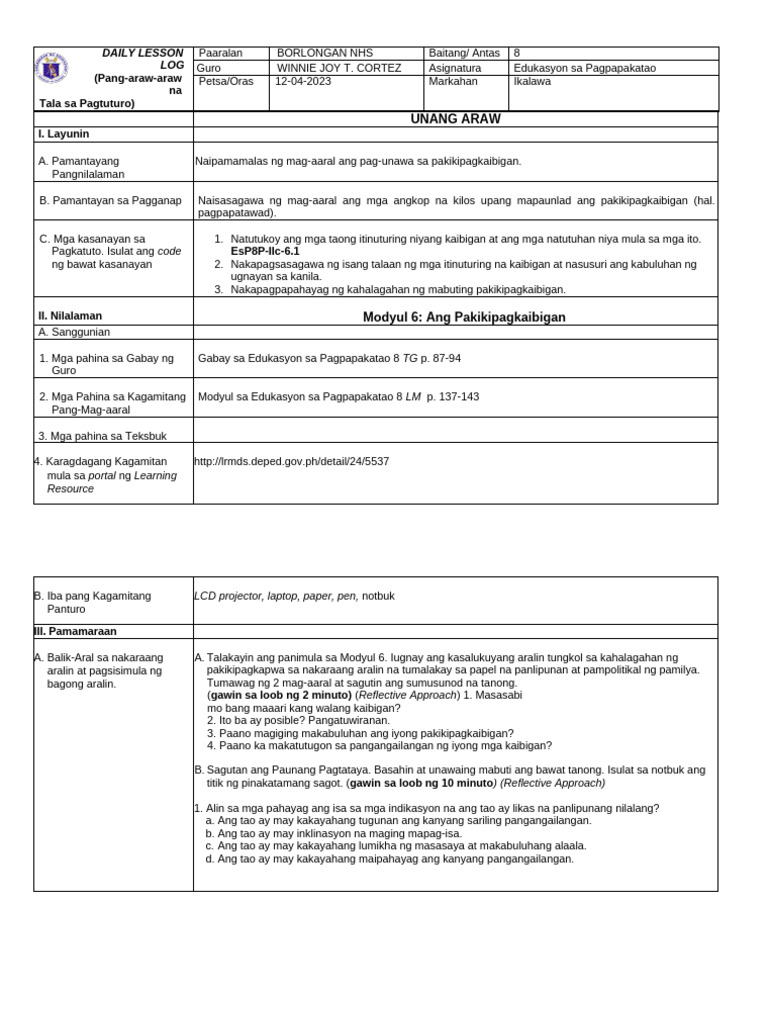 EsP DLL 8 Module 6 NEW | PDF