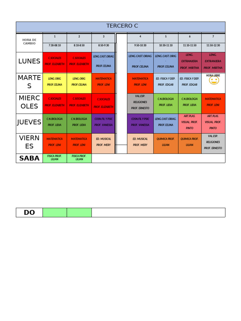 TERCERO C HORARIO c34 | PDF