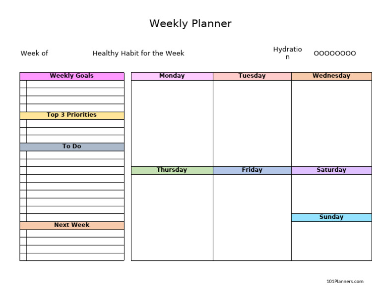Weekly Planner Color | PDF