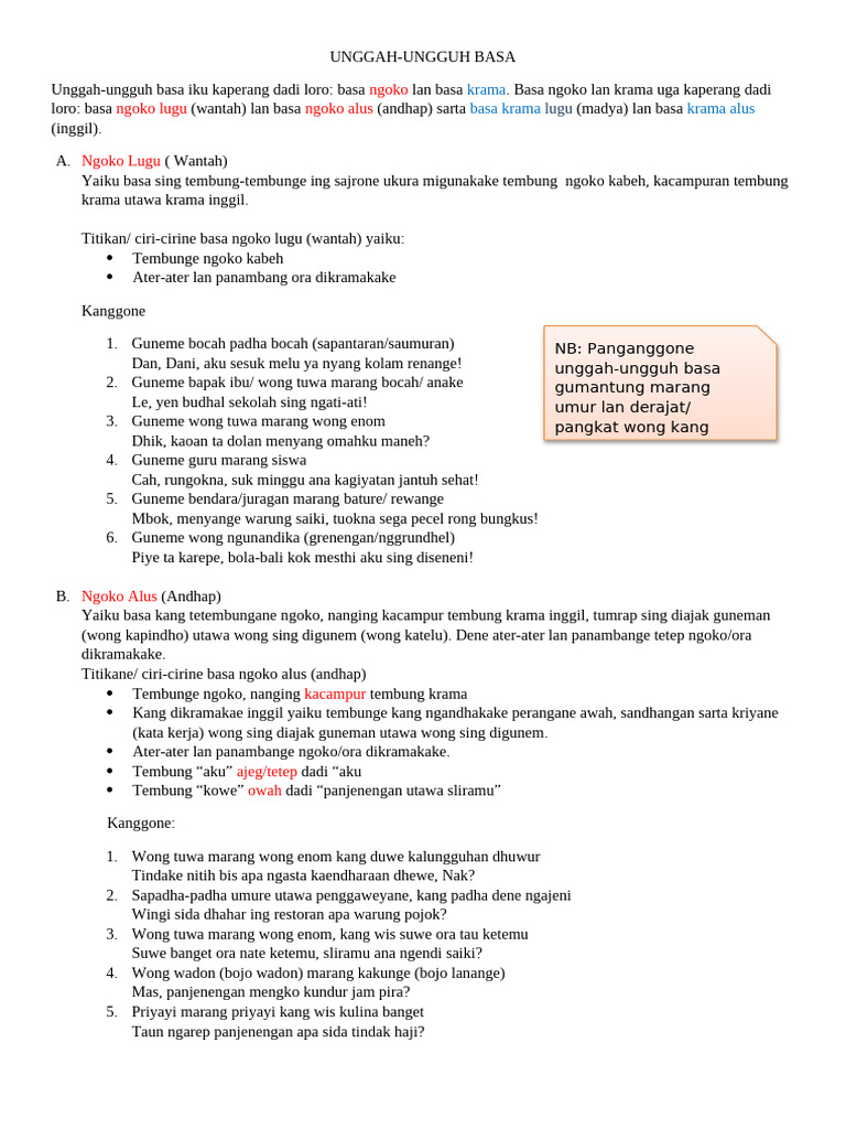 Basa Ngoko | PDF