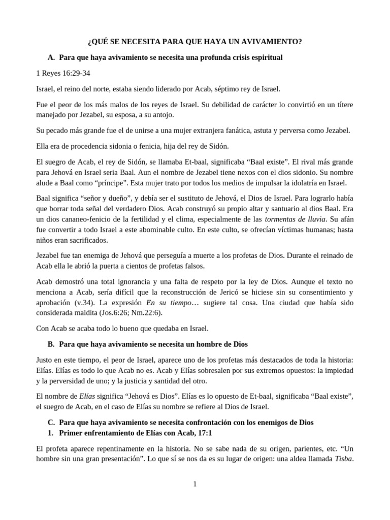 Qué Se Necesita para Que Haya Un Avivamiento | PDF