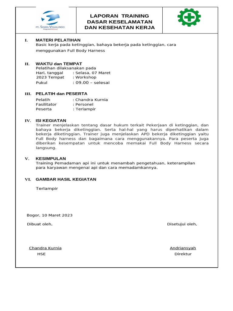 Laporan Training FBH | PDF