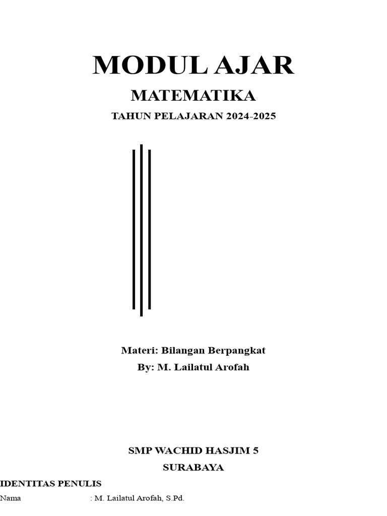 Modul Ajar Matematika Bilangan Berpangkat Kelas 8 SMP | PDF
