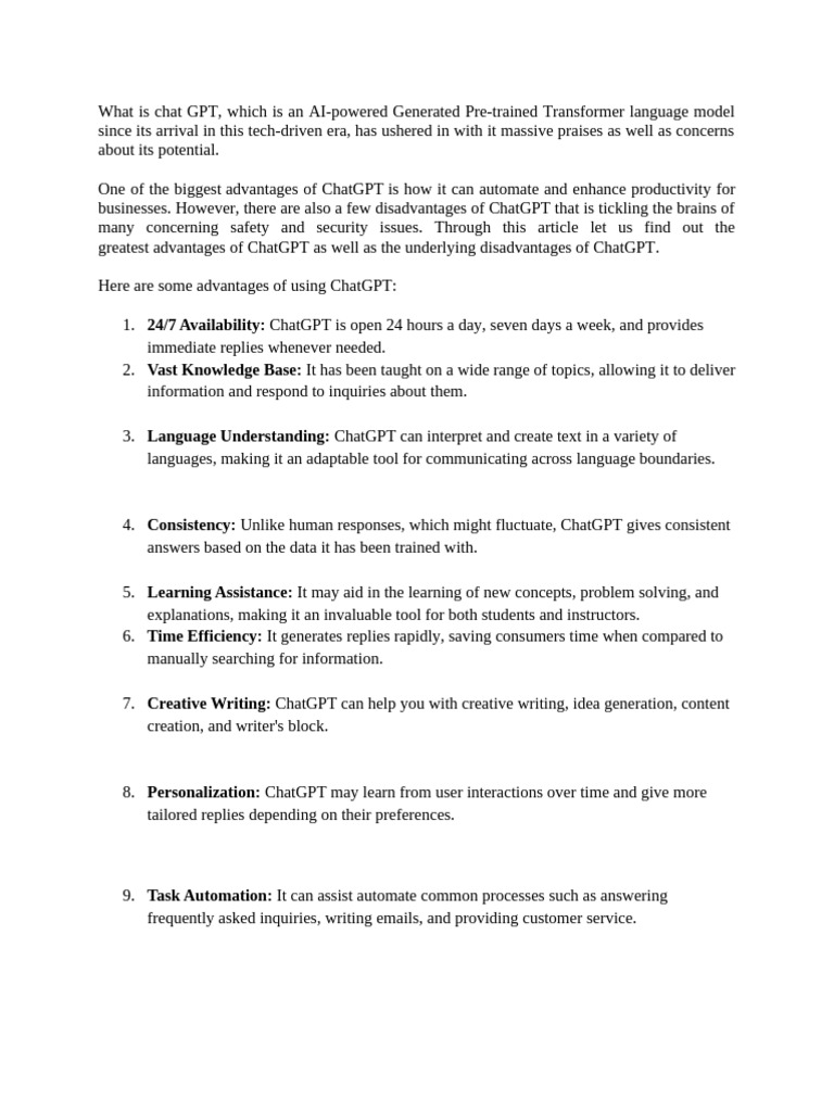 Here Are Some Advantages of Using ChatGPT | PDF