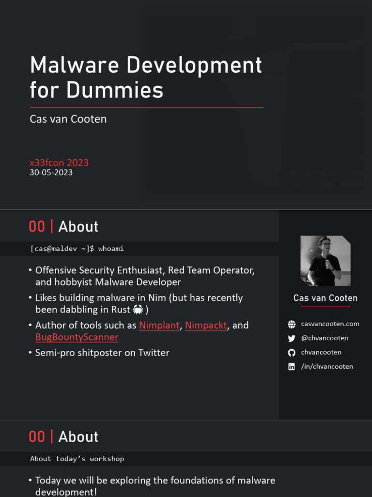 Malware Development For Dummies - X33fcon 30-05-2023 | PDF