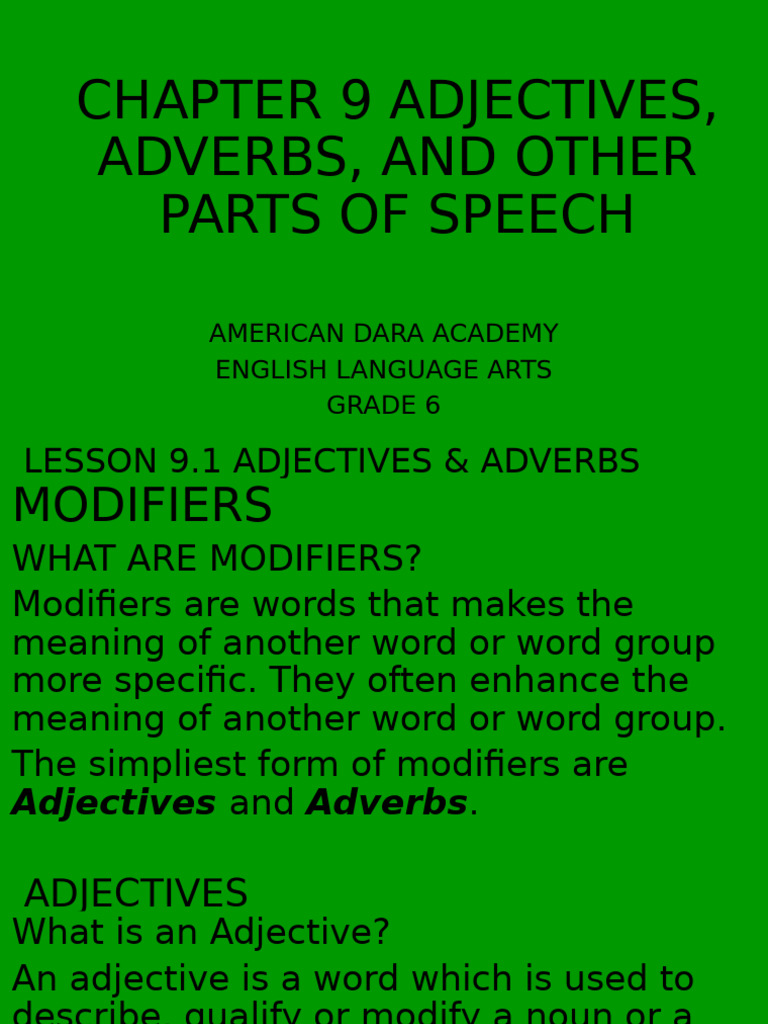Grade 6: ADJECTIVES, ADVERBS, AND OTHER | PDF | Adjective | Adverb