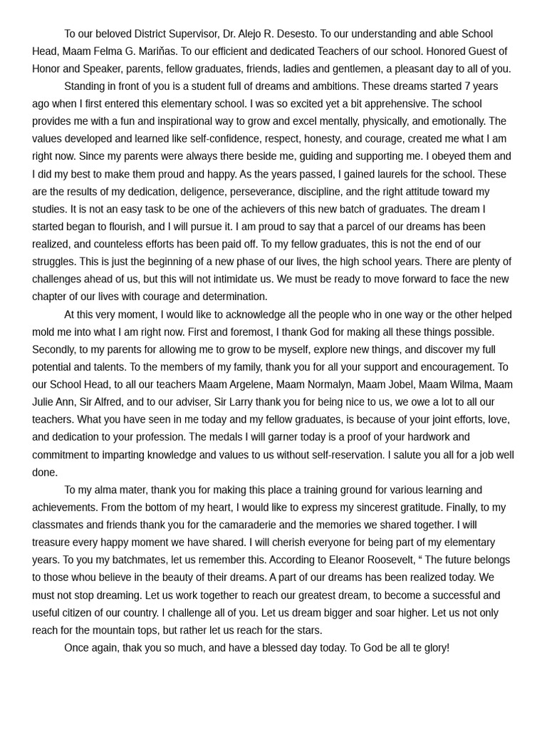 Graduation Speech | PDF