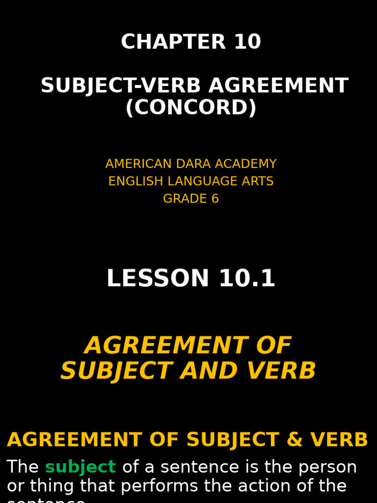 Grade 6 Subject-Verb Agreement Guide | PDF | Subject (Grammar ...