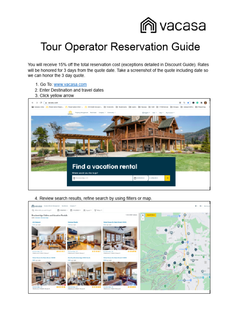 Tour Operator - Vacasa Reservation Guide Revised 13 - 241001 - 040607 | PDF