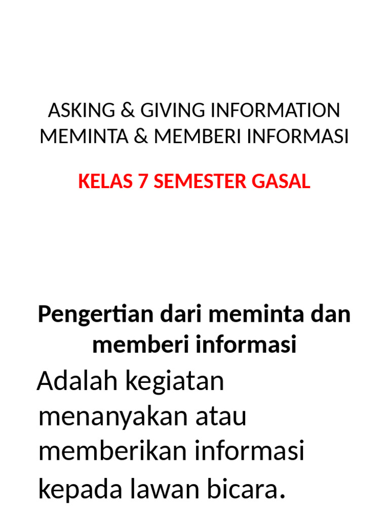 Asking & Giving Information Guide | PDF