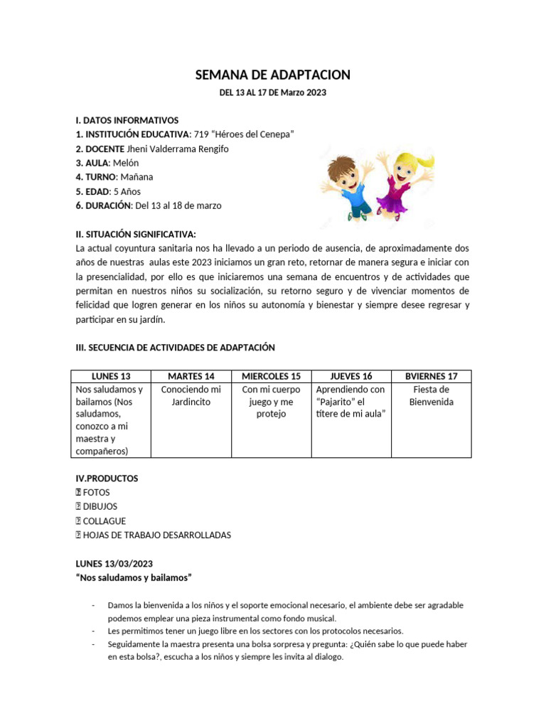 Semana de Adaptacion | PDF