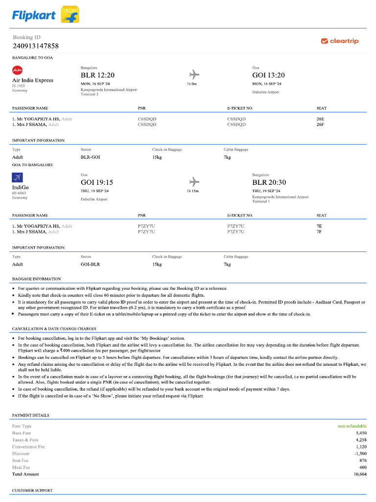 Goa Flight Tickets | PDF