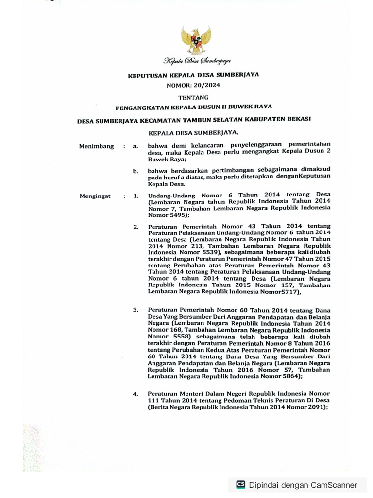 SK Kepala Dusun 2 Zaenal Abidin | PDF