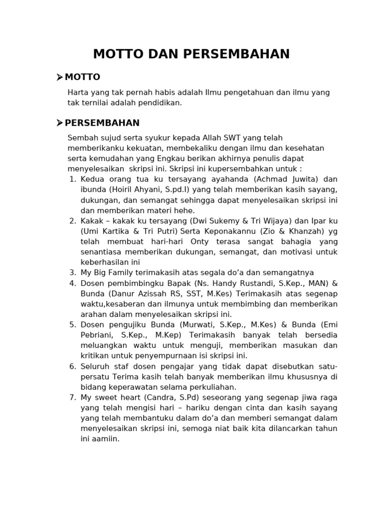 MOTTO PERSEMBAHAN Dan RIWAYAT HIDUP | PDF