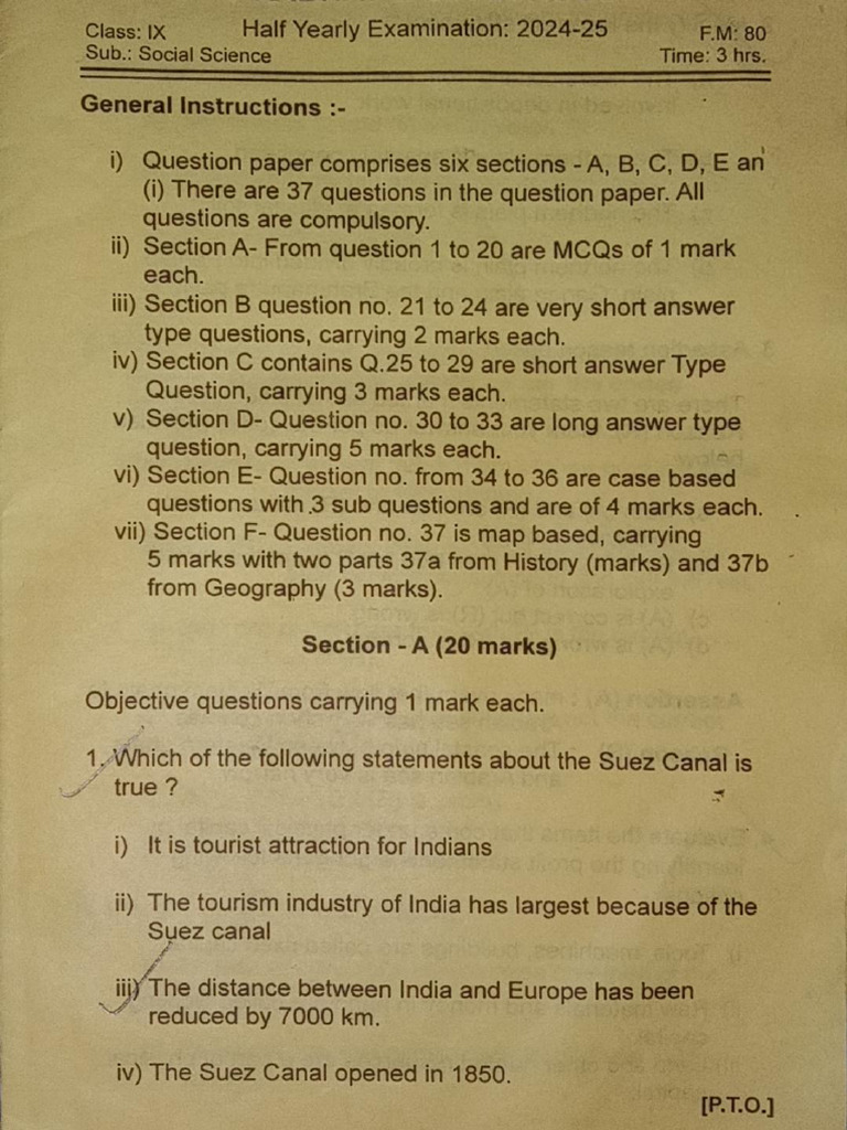 Class IX Social Science Exam | PDF | Constitution