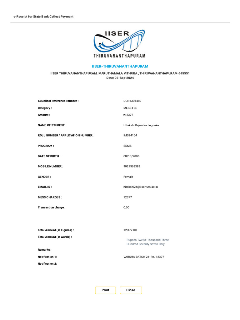 Hitu's Iiser TVM | PDF