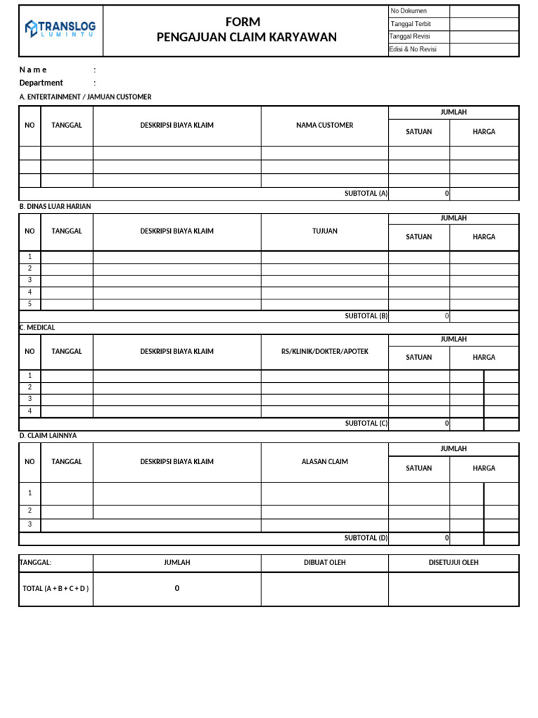 Form Pengajuan Claim | PDF