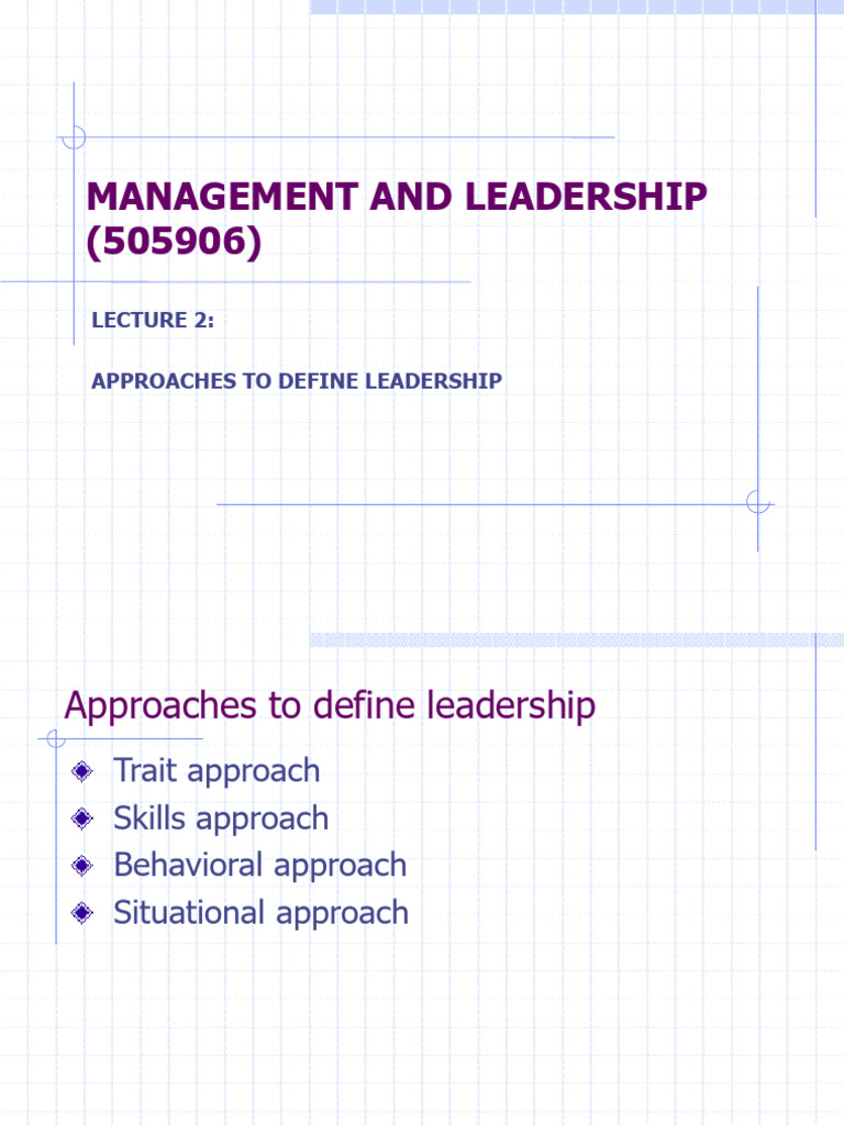 02-Lecture02 Approaches To Define Leadership | PDF | Leadership | Self-Improvement