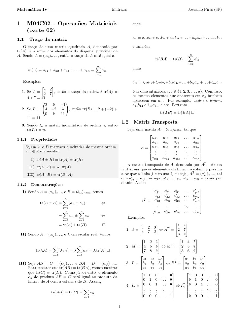 Matriz Aula03 (JP) | PDF