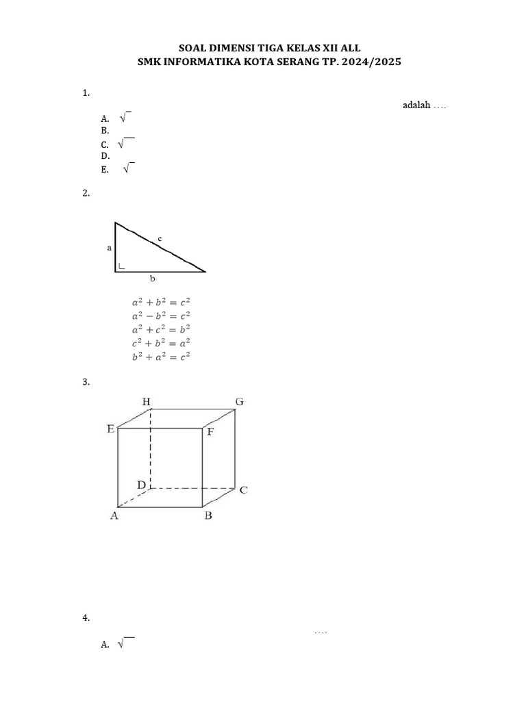Soal Dimensi Tiga | PDF