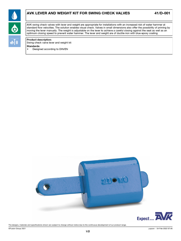 AVK Swing Check Valve Brochure | PDF