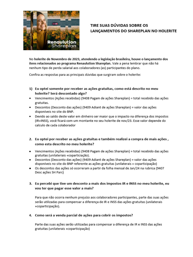 FAQ - Shareplan 2023 - Holerite | PDF