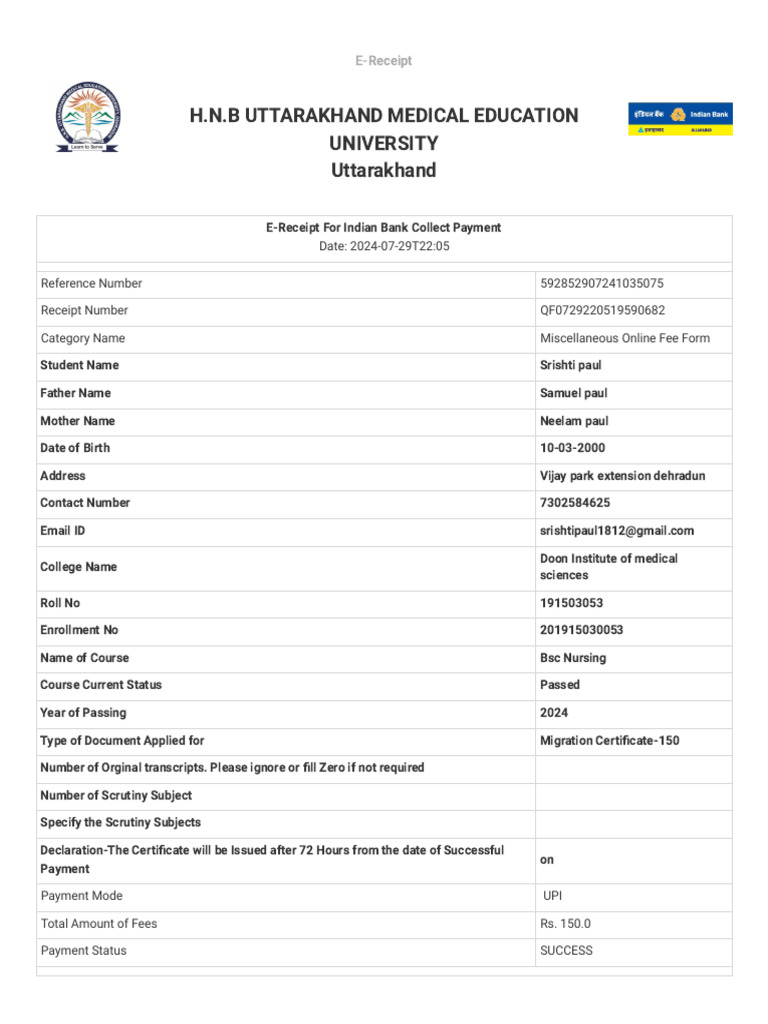 E Receipt | PDF