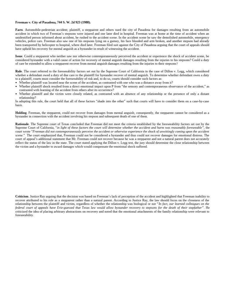 Freeman Case Brief | PDF