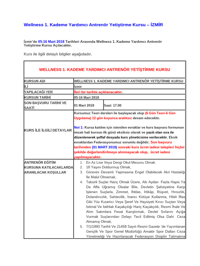 1.kademe Wellness Izmir | PDF