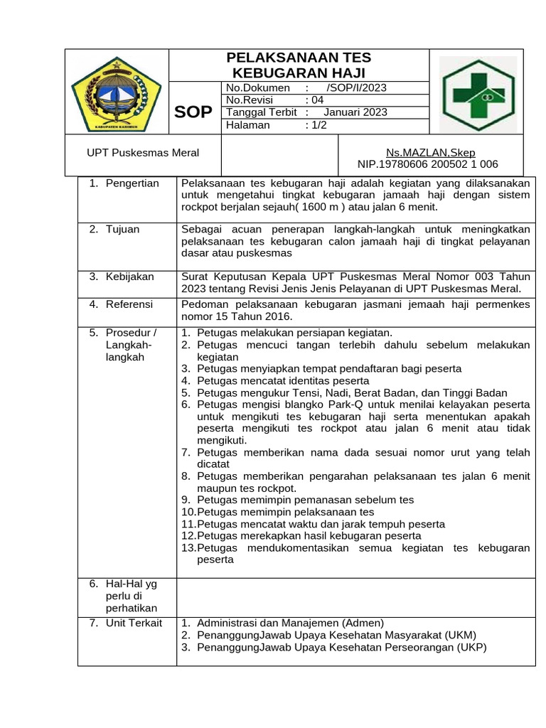 SOP Kebugaran HAJI | PDF