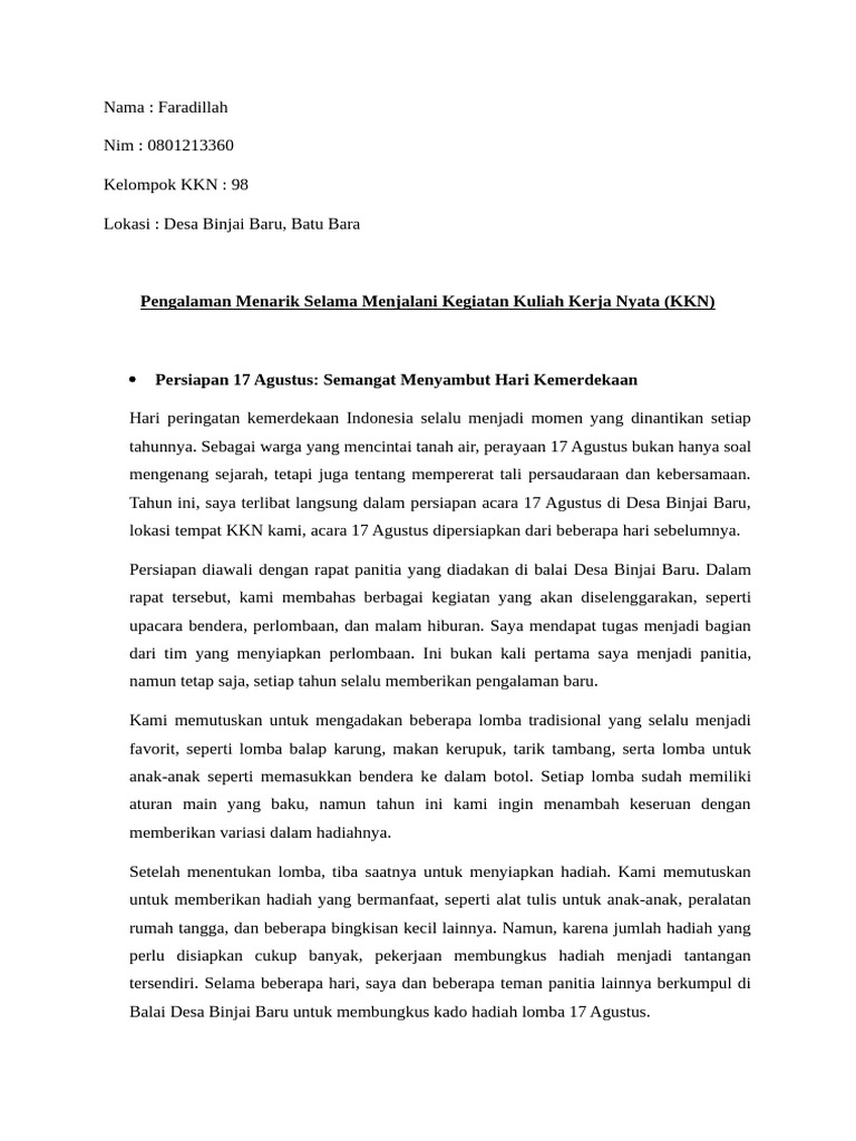 Cerita Menarik Saat KKN | PDF