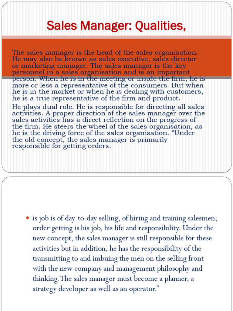 Qualities of A Sales Manager | PDF