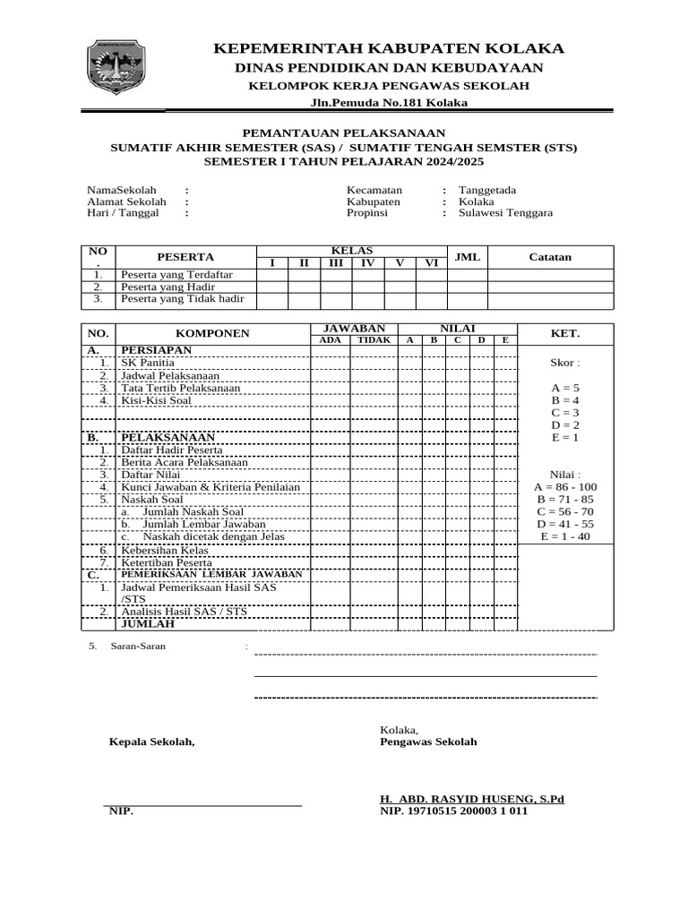 Instrumen Ulangan Sas-Sts | PDF