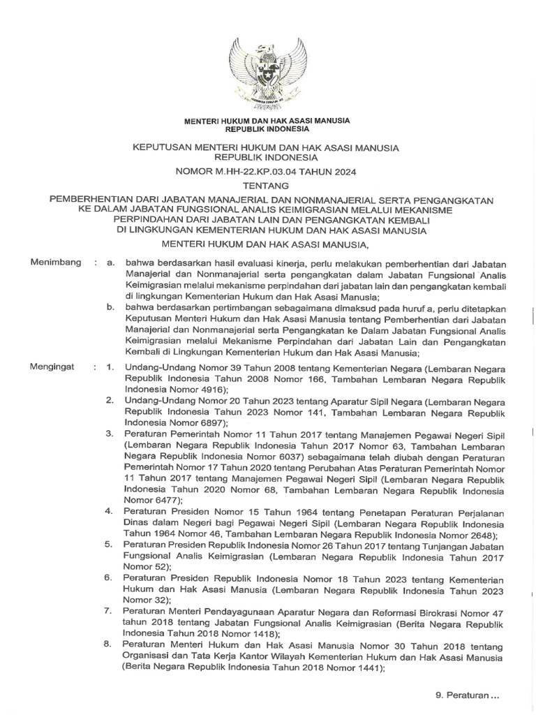 SK JFT Analis Keimigrasian 2024 | PDF