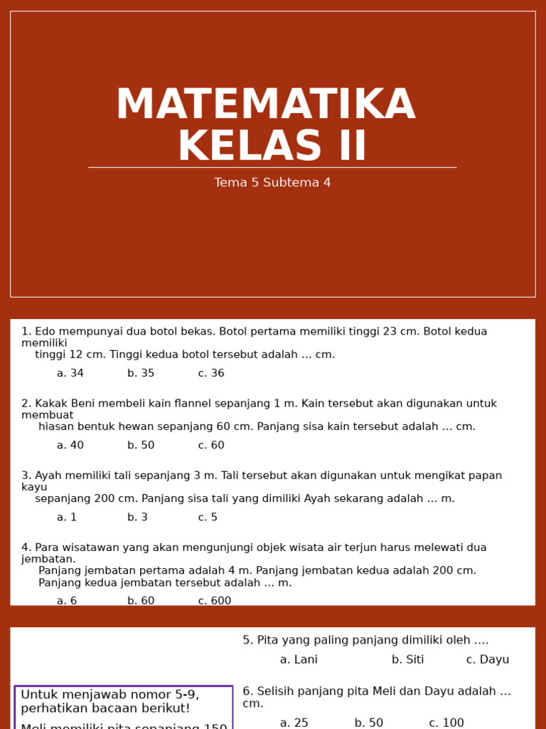 LAT MTK Kelas 2 Tema 5 ST 4 | PDF
