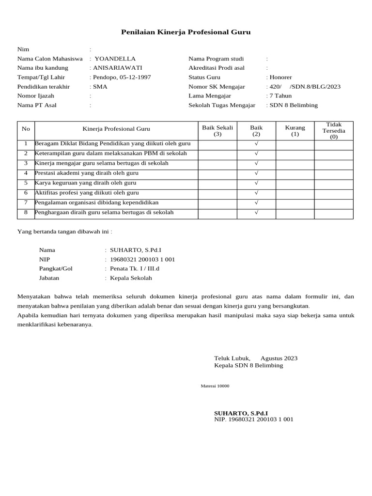 Penilaian Kinerja | PDF