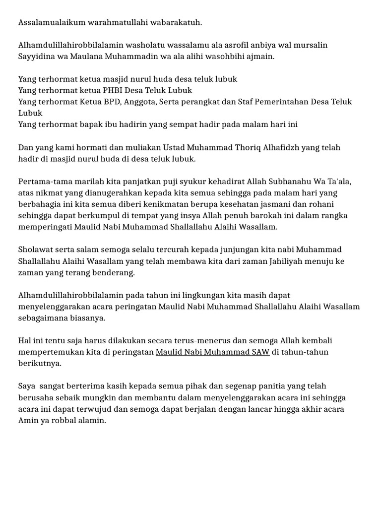 Pidato Maulid Nabi | PDF