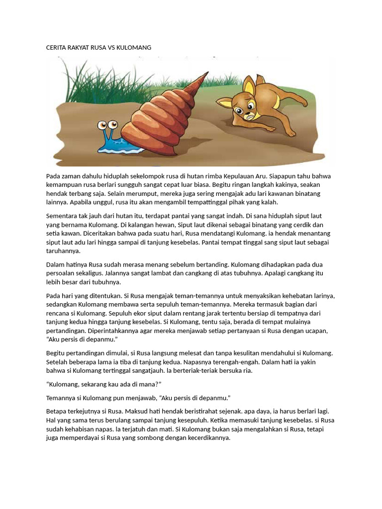 Cerita Rakyat Rusa VS Kulomang | PDF