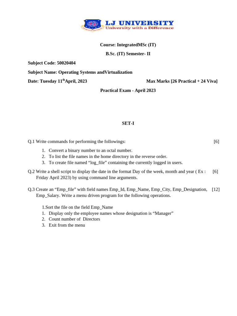 AA OS Practical Sets 11 04 2023 | PDF | Command Line Interface | Computer Architecture