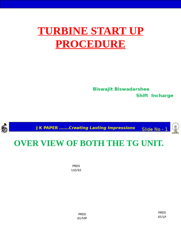 Turbine Start Up Procedure (SOP) | PDF