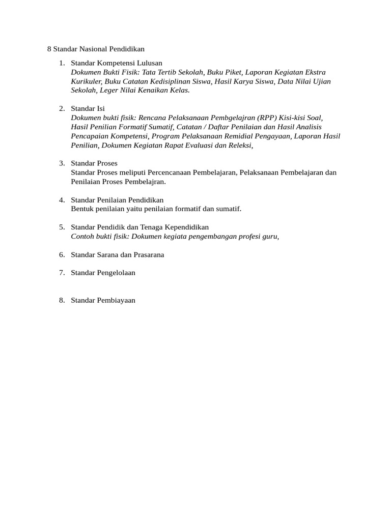 8 Standar Nasional Pendidikan | PDF