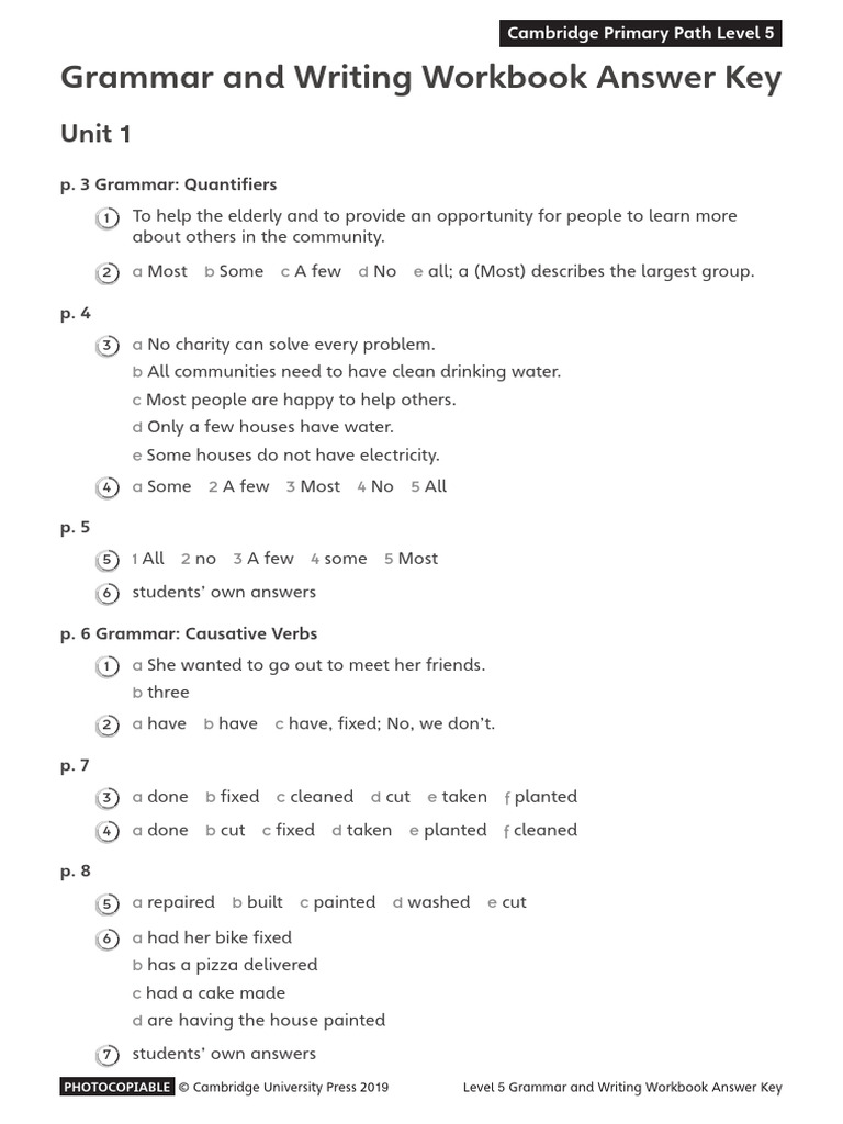 CPP - L5 - Grammar and Writing Workbook Answer Key | PDF | Home & Garden