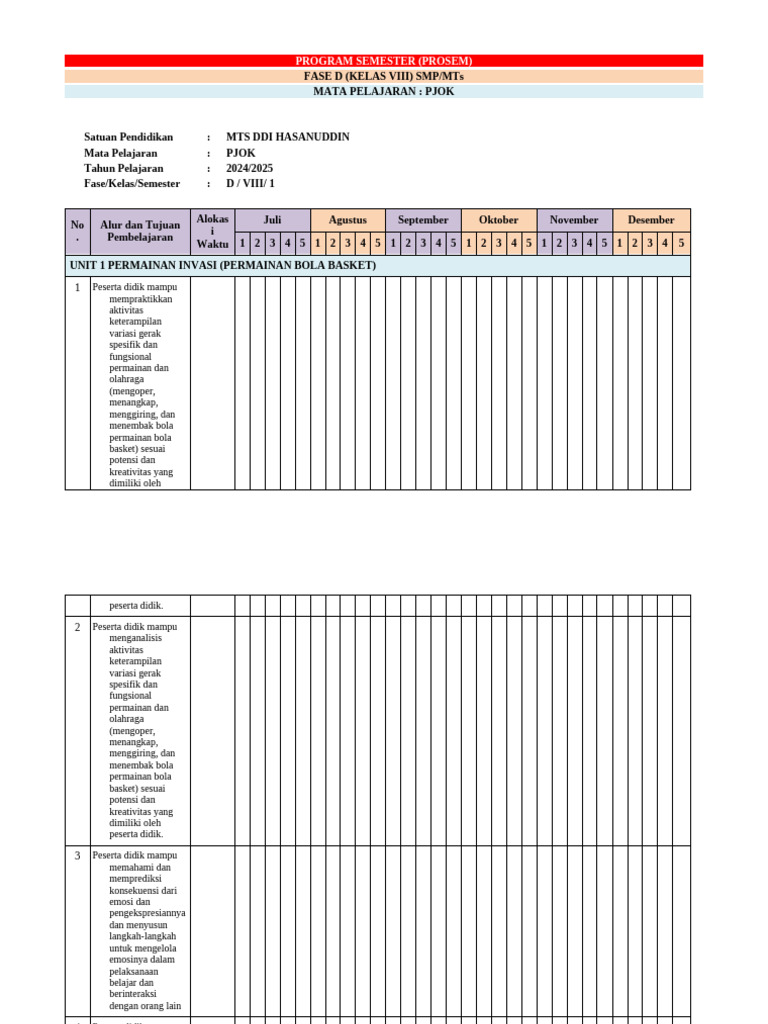 Prosem Fase D - PJOK | PDF