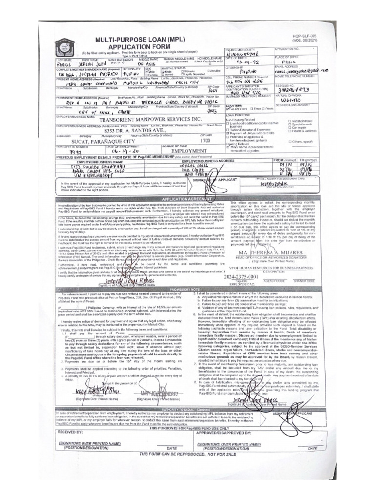 Multi-Purpose Loan (MPL) | PDF