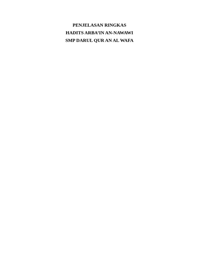 Penjelasan Ringkas Hadits Arba'in | PDF