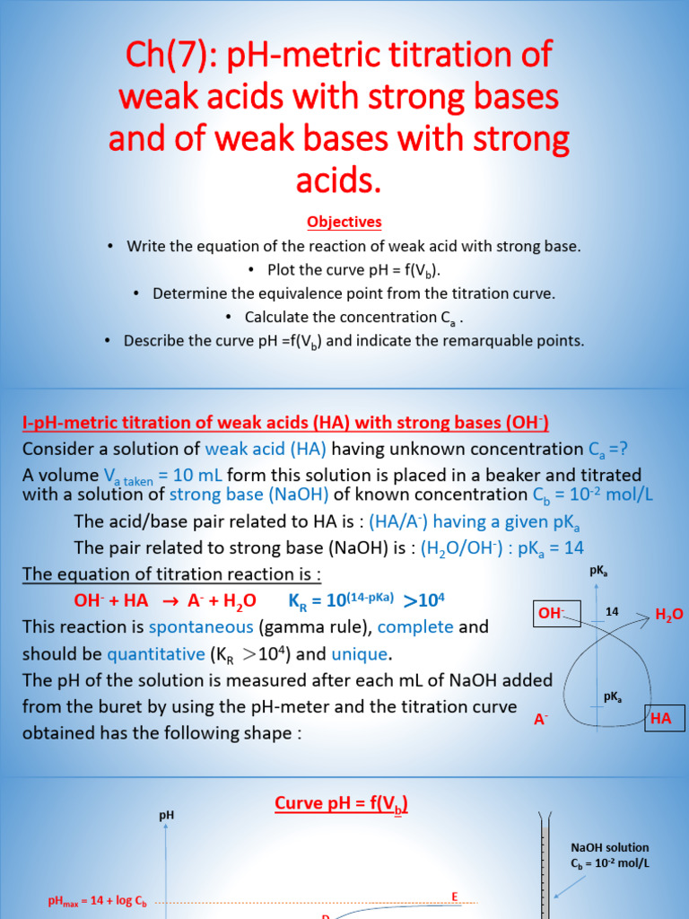 pH Titration of Weak Acids and Bases | PDF | Chemistry | Titration