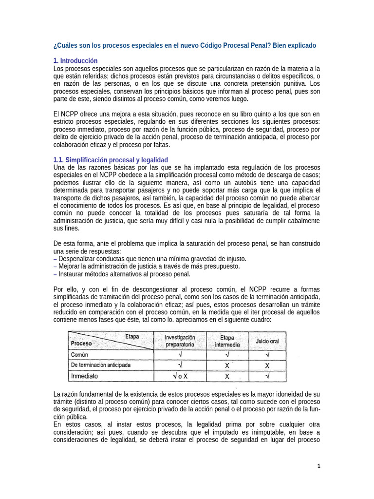 Cuáles Son Los Procesos Especiales en El Nuevo Código Procesal Penal | PDF