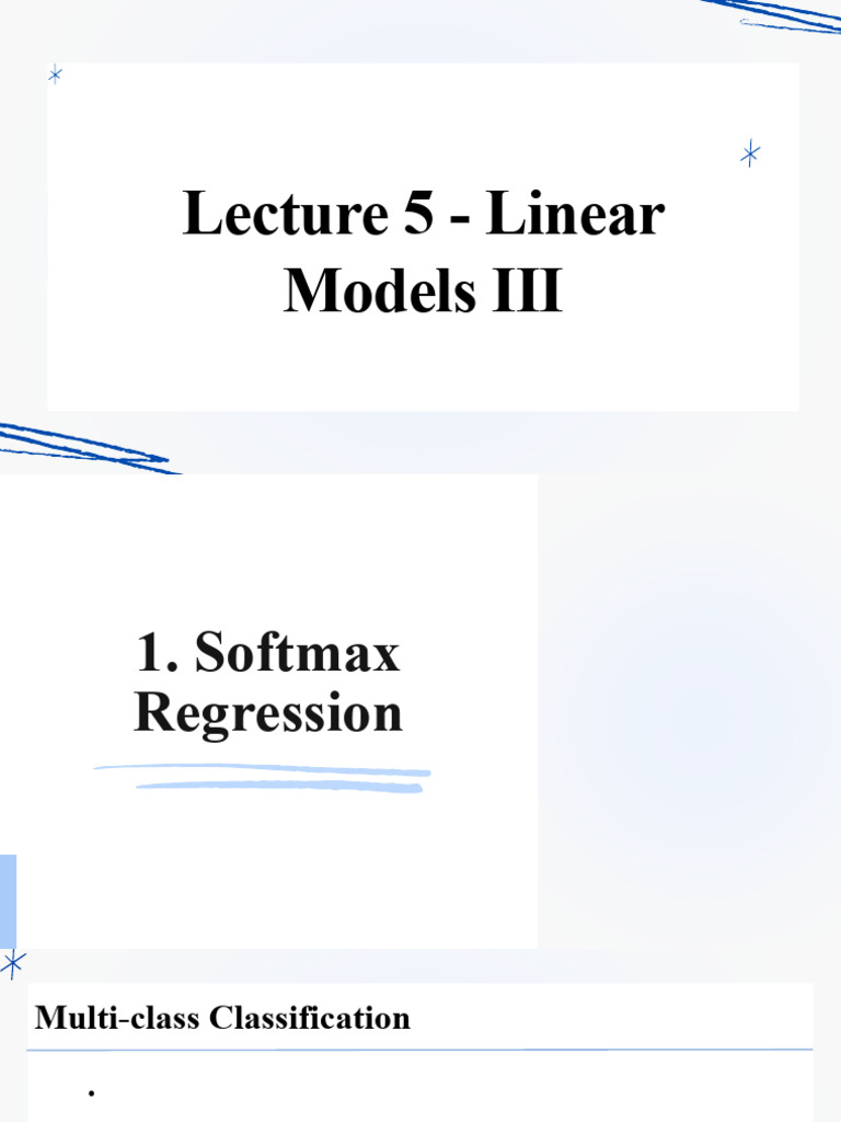 Lecture 5 - Linear Models III | PDF