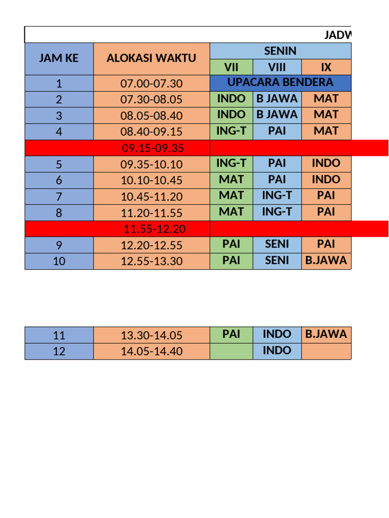 Form Jadwal | PDF